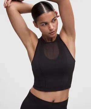 Lululemon Nulux Mesh-panelled Cropped Tank Top - Black