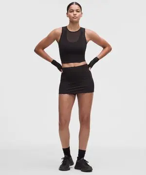 Lululemon Nulux Mesh-panelled High-rise Mini Skort - Black