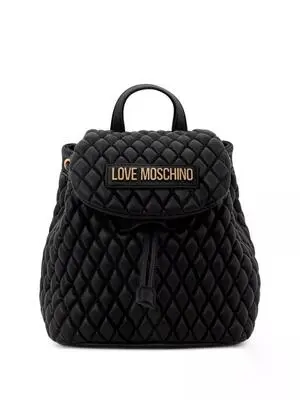 Moschino Quilted Logo-plaque Backpack - Black