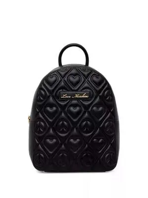 Moschino Quilted Heart-motif Backpack - Black