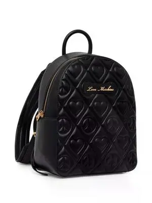 Moschino Quilted Heart-motif Backpack - Black
