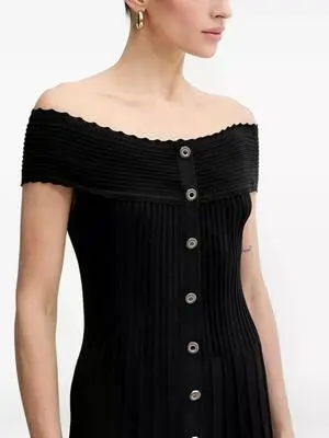MORGAN Off-shoulder Ribbed-knit Mini Dress