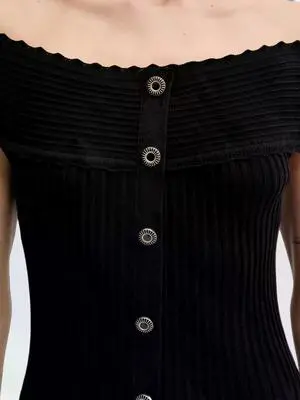 MORGAN Off-shoulder Ribbed-knit Mini Dress
