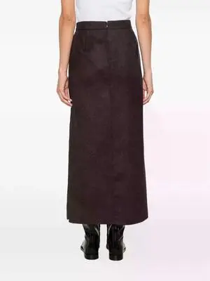 Max Mara Press-stud-detail Midi Skirt - Brown
