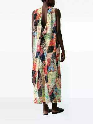 NEVER FULLY DRESSED Patchwork Cowl-neck Maxi Dress
