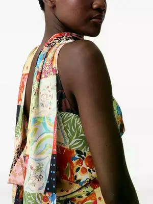 NEVER FULLY DRESSED Patchwork Cowl-neck Maxi Dress