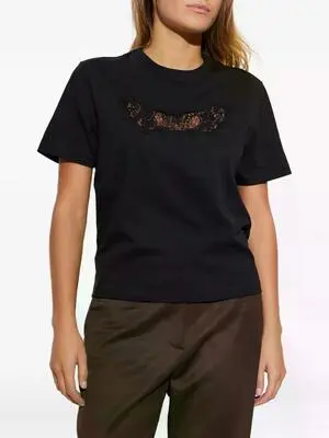 Alexander McQueen Lace-patchwork T-shirt - Black