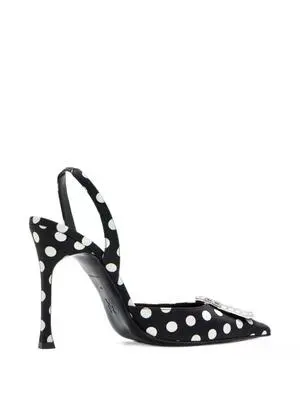 Amina Muaddi Camelia Crystal-embellished Polka-dot Pumps