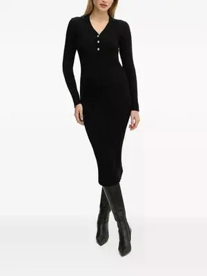 MORGAN Ribbed-knit Button-up Midi Dress