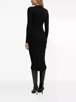 MORGAN Ribbed-knit Button-up Midi Dress