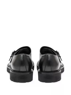 DOUCAL'S Double-buckle Leather Monk Shoes