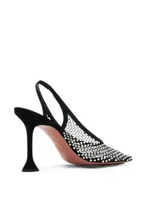 Amina Muaddi Dolly Crystal-net Slingback Pumps