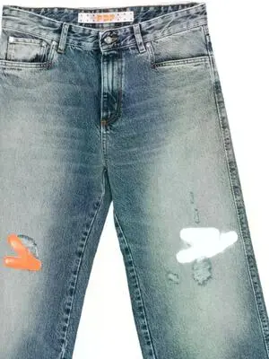 PDF Distressed Graphic-print Straight-leg Jeans