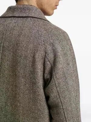 BRERAS MILANO Herringbone-pattern Single-breasted Coat