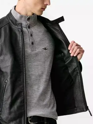 AERONAUTICA MILITARE Logo-patch Leather Jacket