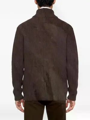 Tagliatore Ribbed-knit Zip-up Cardigan