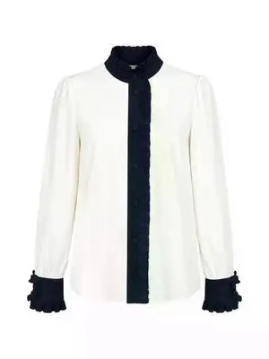 Vivetta Korean Ruffled Mandarin-collar Shirt - White