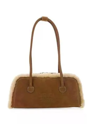 MARGESHERWOOD Soft Boston Shearling-trim Leather Shoulder Bag - Brown