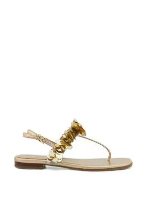 Michael Kors Sequin-embellished Metallic Sandals