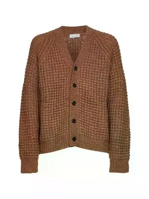 ROBERTO COLLINA Waffle-knit V-neck Cardigan - Brown