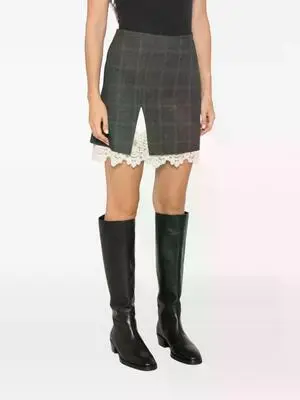 Sandro Lace-trim Checked Skirt