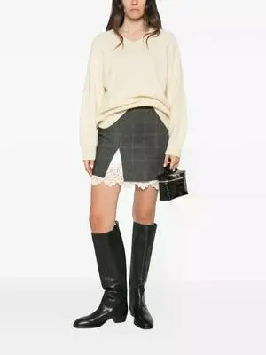 Sandro Lace-trim Checked Skirt