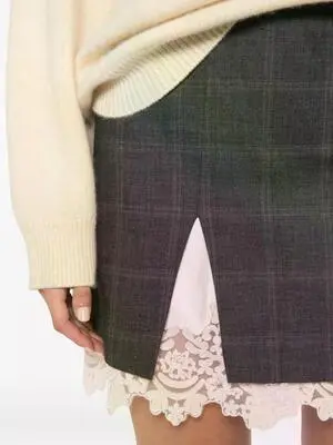 Sandro Lace-trim Checked Skirt