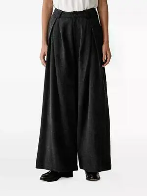 ELEH Pleated High-waist Palazzo Pants - Grey