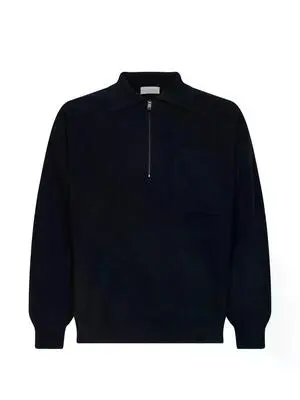 ROBERTO COLLINA Quarter-zip Chest-pocket Polo Shirt - Blue