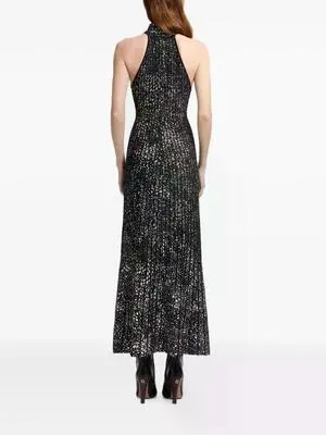 Elie Saab Irregular-dot Halter-neck Midi Dress