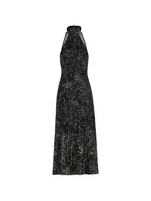 Elie Saab Irregular-dot Halter-neck Midi Dress