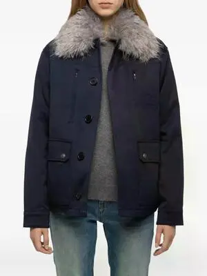 Zadig&Voltaire Faux-fur Collar Cotton Coat - Blue