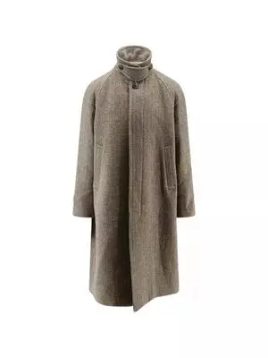 TONYWACK Herringbone-pattern Raglan-sleeve Coat - Neutrals