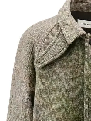 TONYWACK Herringbone-pattern Raglan-sleeve Coat