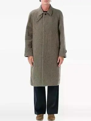TONYWACK Herringbone-pattern Raglan-sleeve Coat - Neutrals