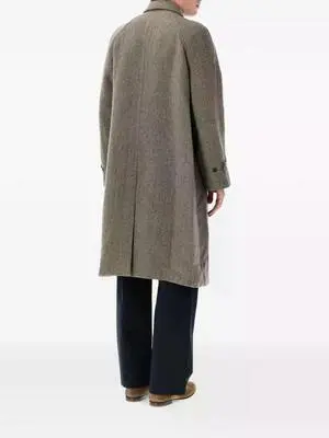 TONYWACK Herringbone-pattern Raglan-sleeve Coat - Neutrals