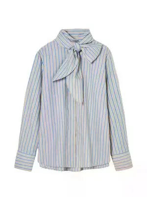 PSOPHIA Pussy-bow Striped Shirt - Neutrals