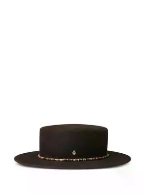 MAISON MICHEL Kiki Bead-embellished Boater Hat - Brown
