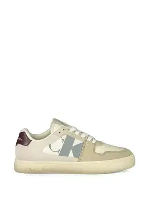 Calvin Klein Monogram Suede-panelled Sneakers - Neutrals