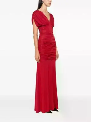 Simkhai Norvelle Ruched Maxi Dress - Red