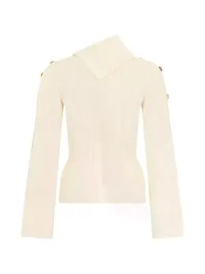Elisabetta Franchi Asymmetrical-collar Button-embellished Sweater