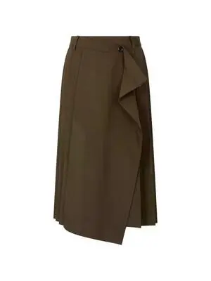STUDIO TOMBOY Unbalanced Wrap-style Midi Skirt - Brown