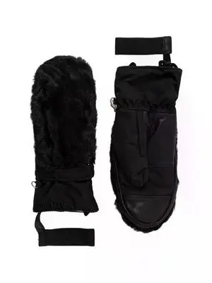 SPORTALM Faux-fur Panelled Mittens - Black