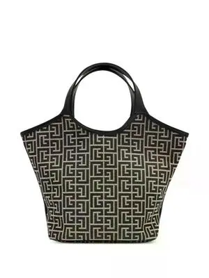 Balmain Monogram-pattern Leather Tote Bag
