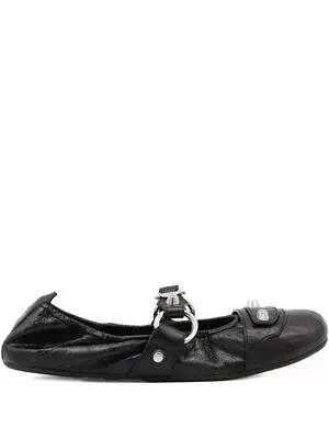 Balenciaga Le City Buckle-embellished Leather Flats - Black