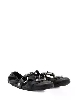Balenciaga Le City Buckle-embellished Leather Flats - Black