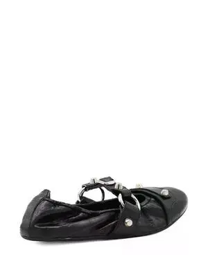 Balenciaga Le City Buckle-embellished Leather Flats - Black
