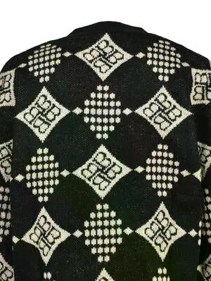 BREATH Diamond-knit Geometric-pattern Cardigan