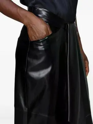 HANITA Draped Faux-leather Skirt - Black