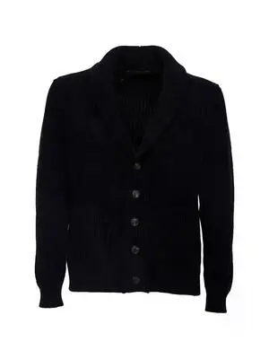 FILIPPO DE LAURENTIIS Ribbed-knit Shawl-collar Cardigan